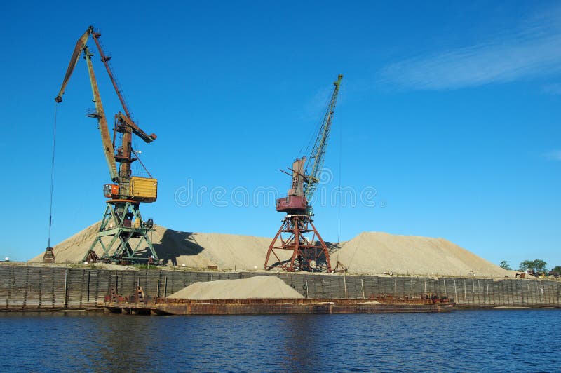 Loading Sand Excavator in a Dump Truck on the Construction Site Stock ...