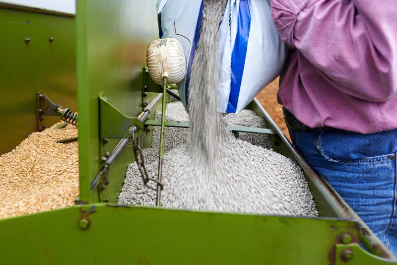 Agricultural Tractor Sowing Seeds Stock Image - Image of food, tractor ...