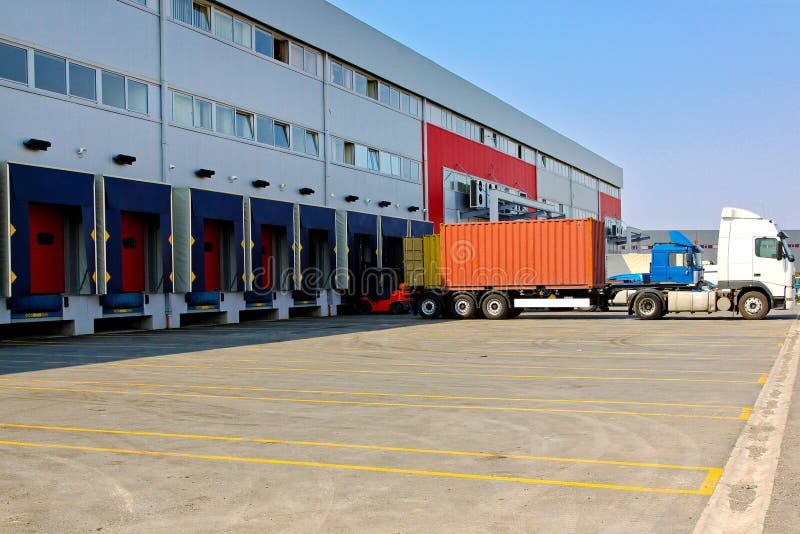Loading semi stock image. Image of entrance, industry - 17224087