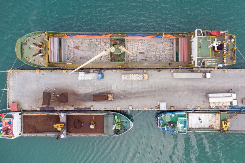 Loading a Ship with Containers at the Port. Sea Cargo Transportation ...