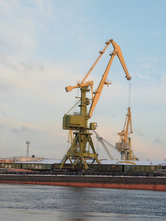 Loading of ships in port. stock image. Image of loading - 80150519