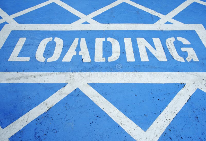 Loading Sign White Colour and Blue Background Stock Illustration ...