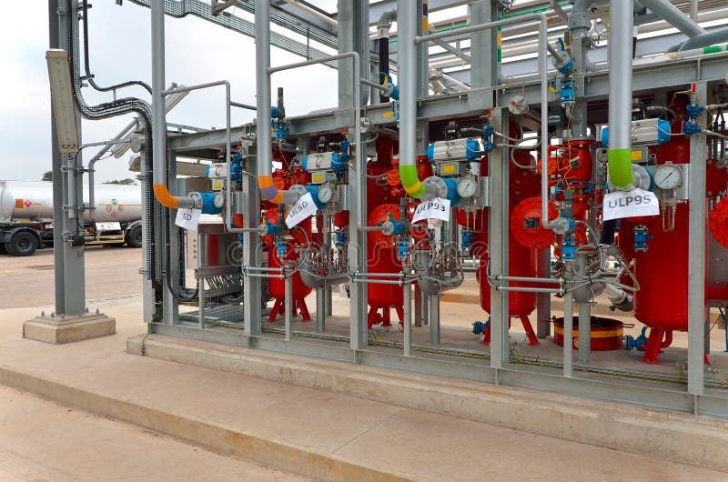 Bottom Loading Tank Trucks on the Terminal Stock Photo - Image of ...