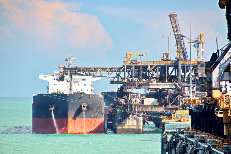 Loading Terminal of Coal Products for Cargo Ships, Bulkers and View of ...