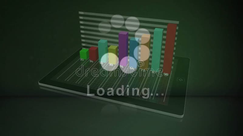 Loading Text Animation Over 3D Bar Graph on Tablet Screen Stock Video - Video of graph, software ...