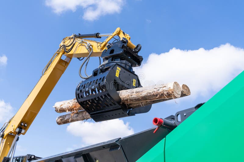 Loading of Timber. Loader Close Up Stock Photo - Image of work, loader ...