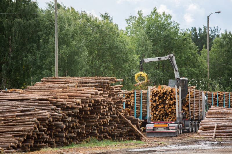 Loading of timber stock photo. Image of manipulator, finland - 99565916