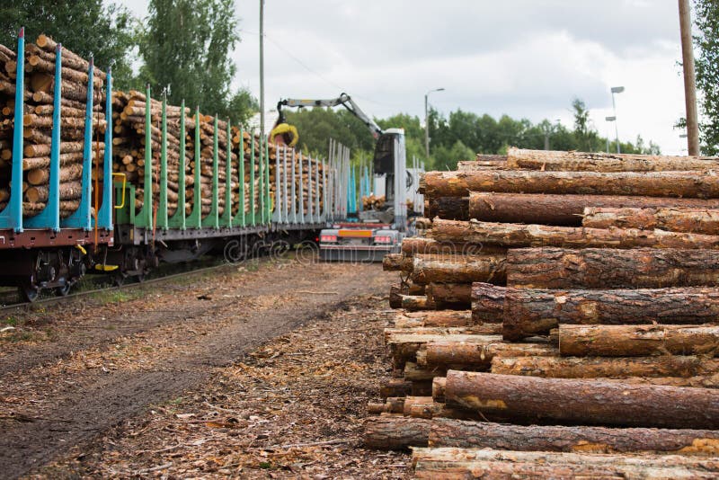 Loading of timber stock photo. Image of cargo, pile, europe - 99566058