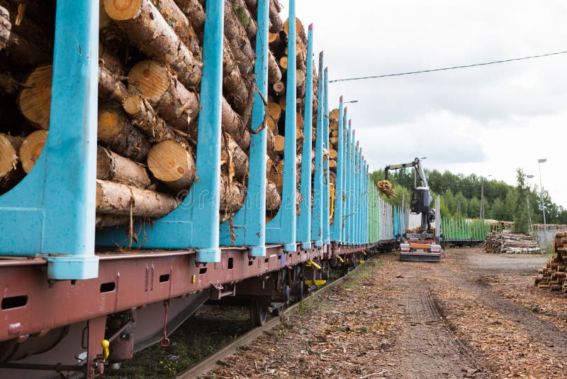 Loading of timber stock image. Image of carriage, cargo - 99566633