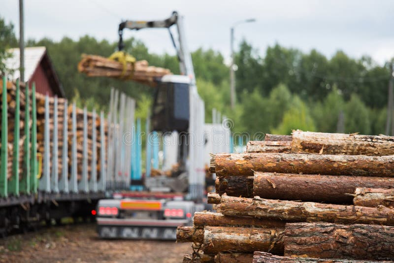 Loading of timber stock photo. Image of timber, grab - 99566732