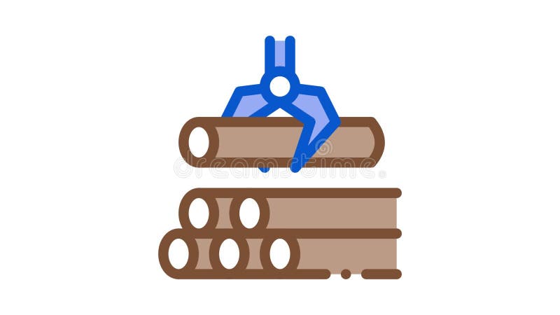 Timber Wood Industrial Production Color Icon Animation Stock Video ...
