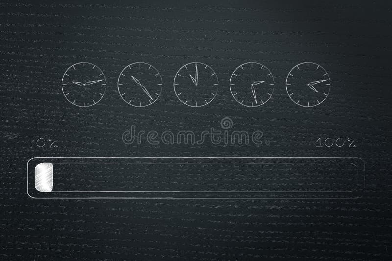 Slow Progress Bar with Process Just Begun and Clocks Above with Time ...