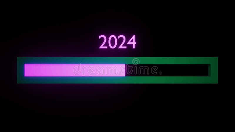 Loading 2024 To 2025 Progress Bar on Black Background Animation. Happy ...