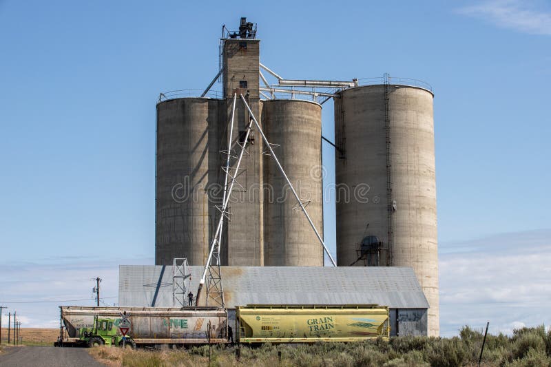 Loading the Train Cars with Grain Editorial Photo - Image of grain ...