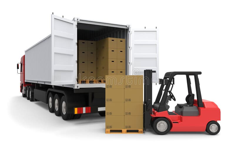 Loading a truck stock illustration. Illustration of rendering - 83564069