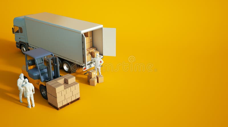 Loading Truck on a Warehouse Stock Illustration - Illustration of ...