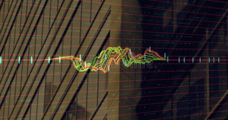 On Loading UI Multicolor Waveform Traces Converging Oscillating Rising Visualizing Data Trends ...