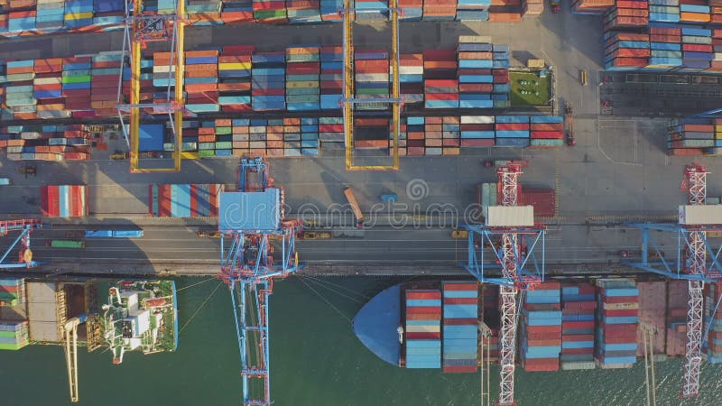 Loading and Unloading a Container Ship in the Port at the Pier. Time ...