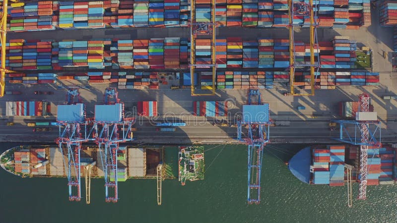Loading and Unloading a Container Ship in the Port at the Pier. Time ...