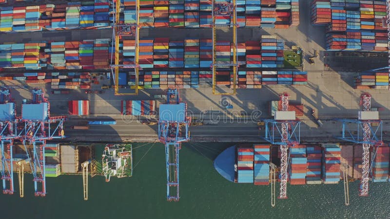 Loading and Unloading a Container Ship in the Port at the Pier. Time ...