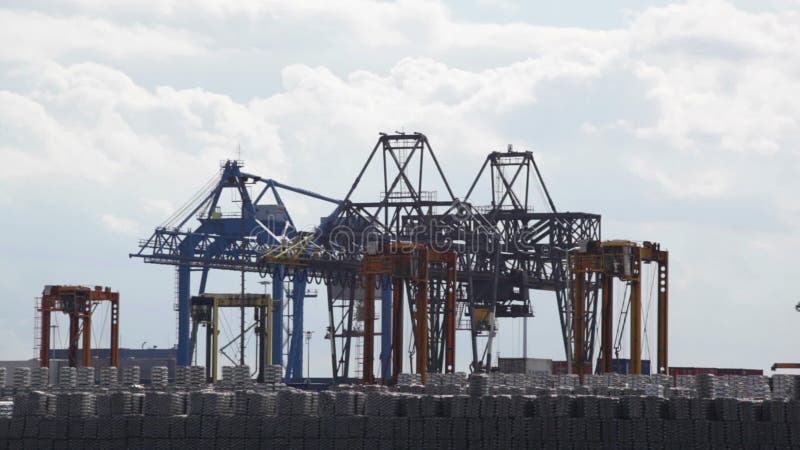 Loading and Unloading a Container Ship in the Port at the Pier. Time ...
