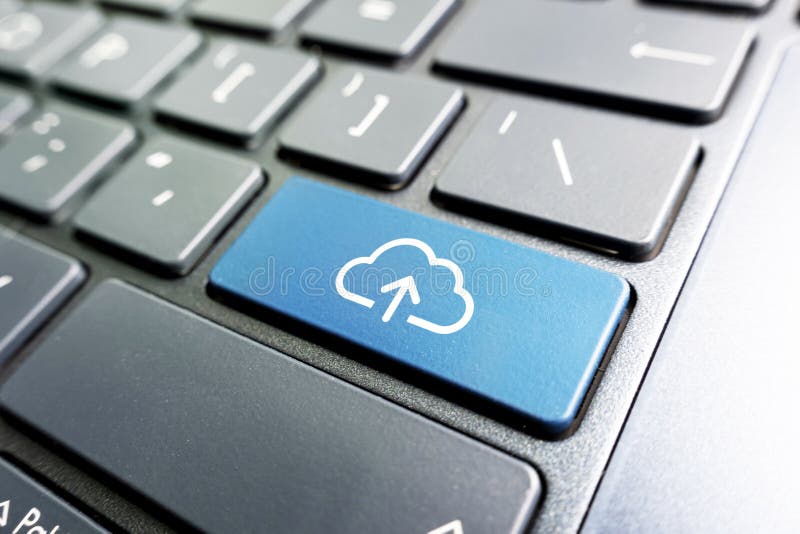 Loading And Unloading Data From A Cloud Service Cloud Computing Concept On Computer Keyboard