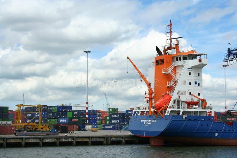 Loading and Unloading in the Port of Rotterdam Editorial Image - Image ...