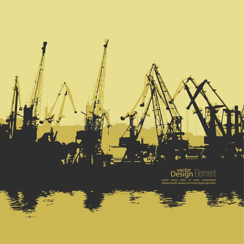 Loading, Unloading at the Seaport Stock Vector - Illustration of ...