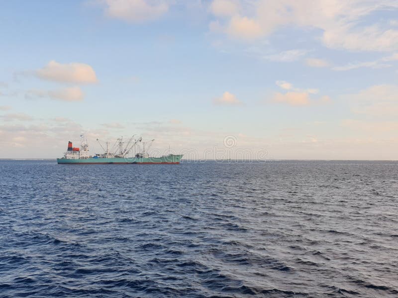 Loading and Unloading Ships in the Phonpei Islands Area Stock Photo ...