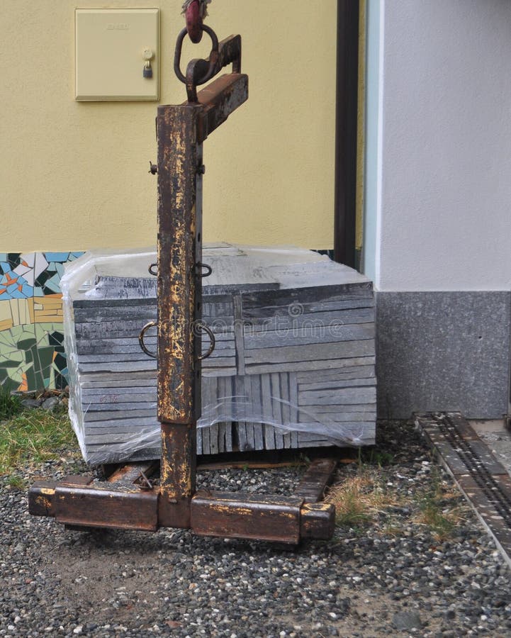 Loading or Unloading of Stone Tiles Stock Image - Image of pavement ...