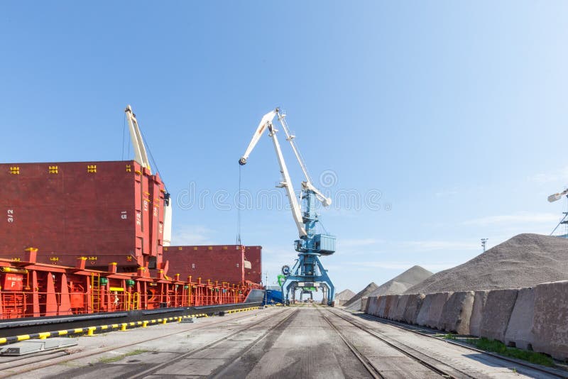 Loading and Unloading of Vessels Stock Photo - Image of ship ...