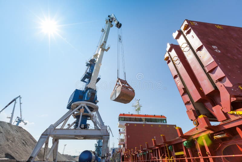 Loading and Unloading of Vessels Stock Image - Image of stone, harbor ...