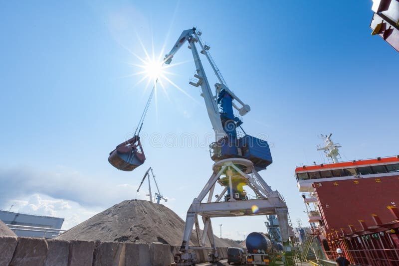 Loading and Unloading of Vessels Stock Photo - Image of trade, terminal ...