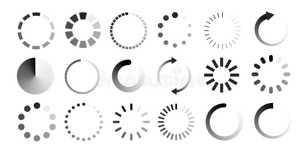 Loading Vector Icon Set Isolated on White Background Stock Vector - Illustration of download ...