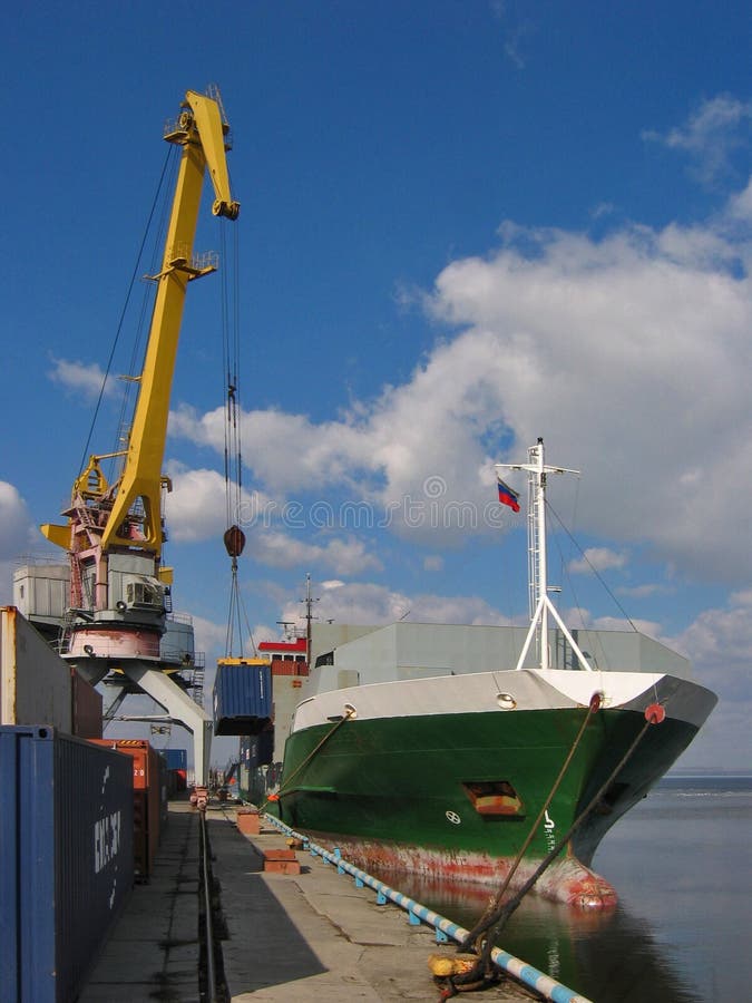 Loading of a Vessel in a Port Stock Image - Image of port, motorship ...