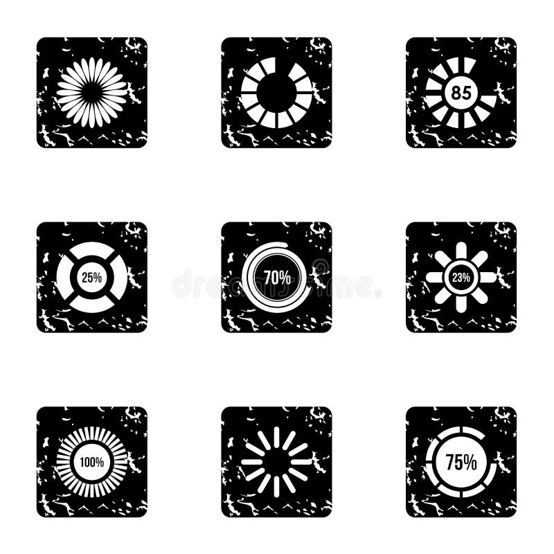 Loading and Waiting Icons Set, Grunge Style Stock Vector - Illustration ...