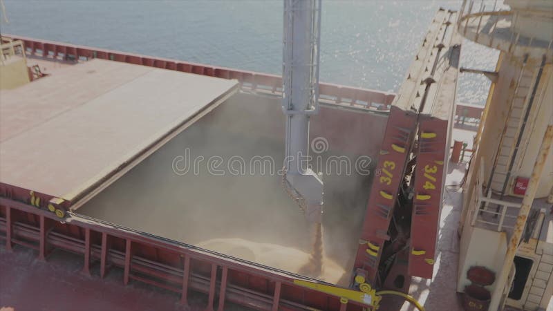 Loading Wheat into a Tanker, a Ship with Wheat. Loading Grain into a ...