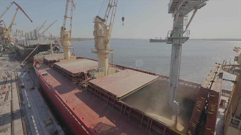 Loading Grain into a Ship, a Ship for Transporting Grain. Wheat ...
