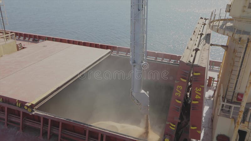 Loading Wheat into a Tanker, a Ship with Wheat. Loading Grain into a ...
