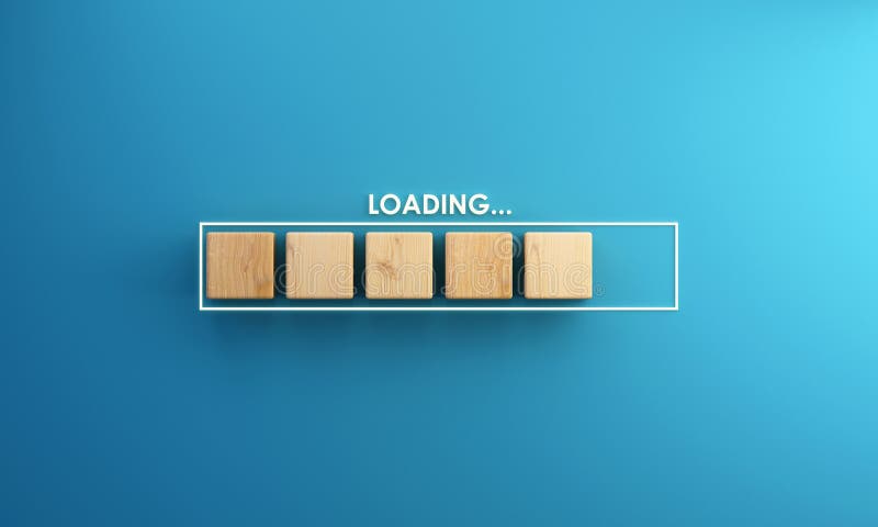 Loading. Wood Cube in Progress Bar Stock Illustration - Illustration of ...