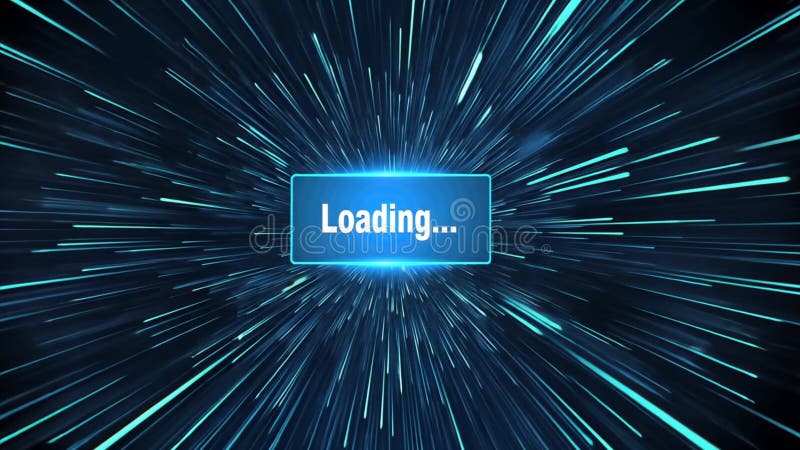 Loading Word on Black Digital Tech Background. Blue Lines on Monitor ...