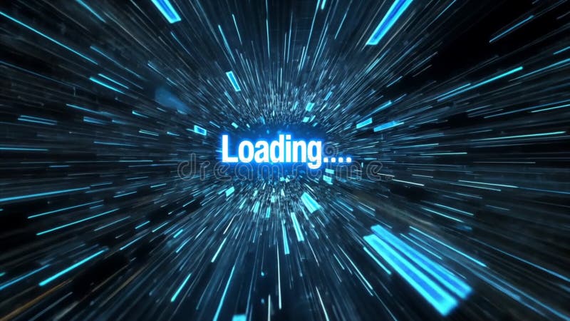 Loading Word on Digital Technology Background. Golden Lines on Monitor ...