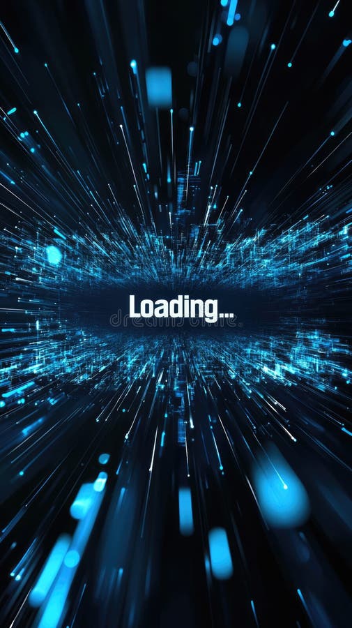 Loading Word on Black Digital Technology Background. Blue Lines on ...