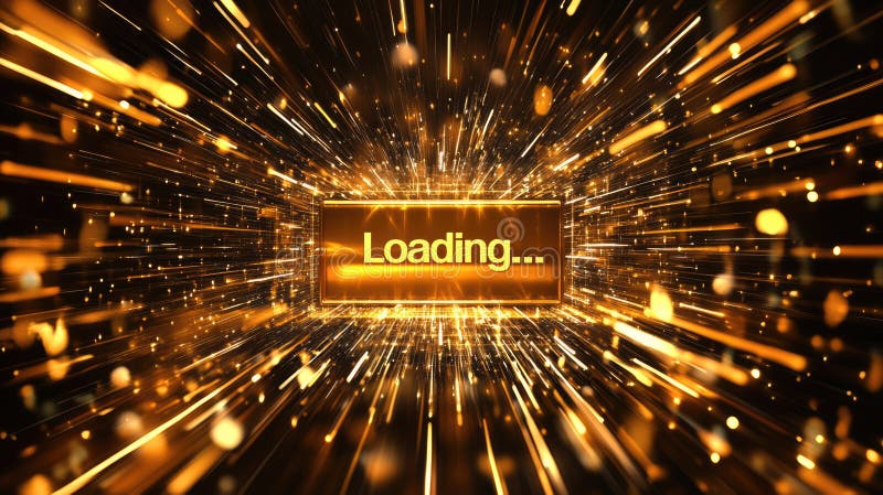 Loading Word on Black Digital Technology Background. Golden Lines on ...