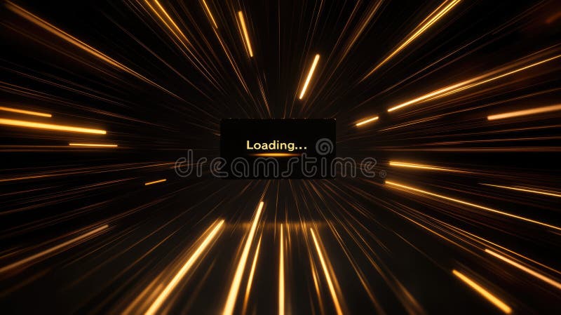 Loading Word on Black Digital Technology Background. Golden Lines on ...