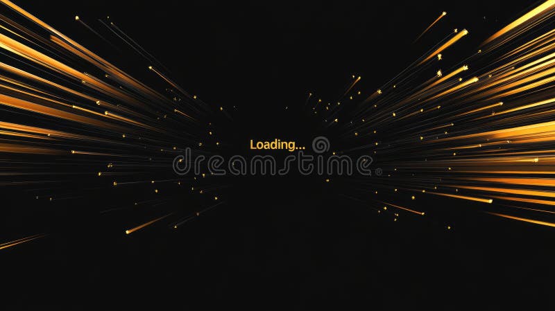 Loading Word on Black Digital Technology Background. Golden Lines on ...