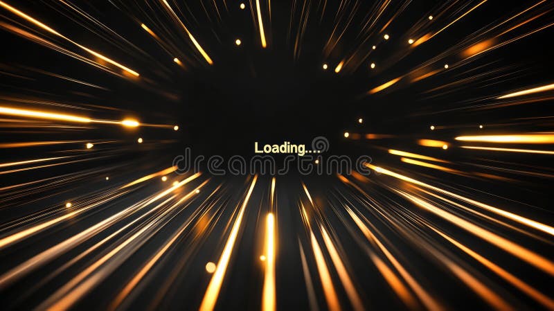Loading Word on Black Digital Technology Background. Golden Lines on ...