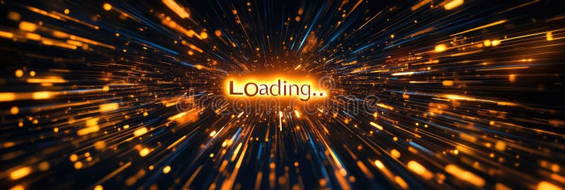 Loading Word on Black Digital Technology Background. Golden Lines on ...