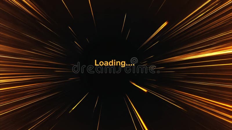 Loading Word on Digital Technology Background. Golden Lines on Monitor ...