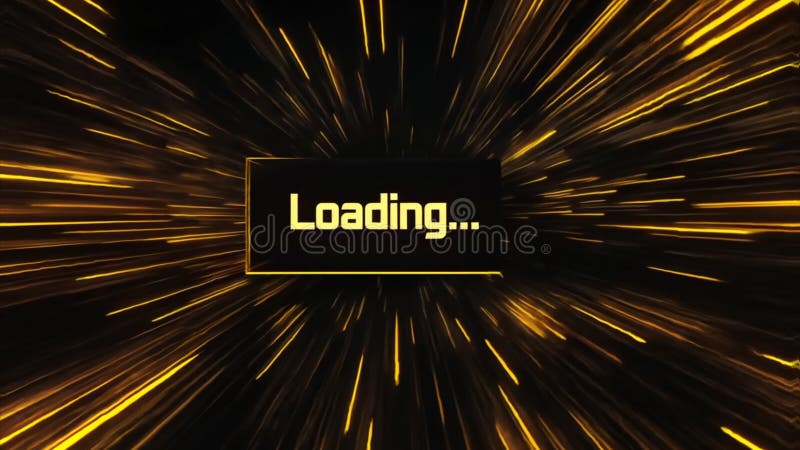 Loading Word on Digital Technology Background. Golden Lines on Monitor Screen Stock Footage ...